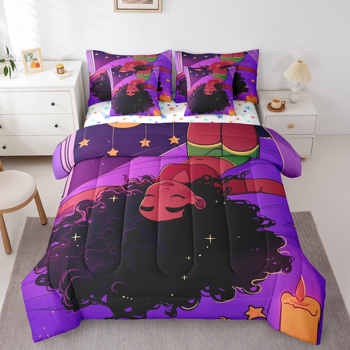 7 Piece Black Magic Bed in a Bags Full Teens American Princess Bedding ...