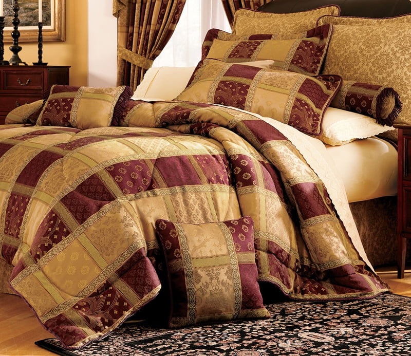 7 Piece Burgundy Jewel Patchwork Comforter Set - Walmart.com