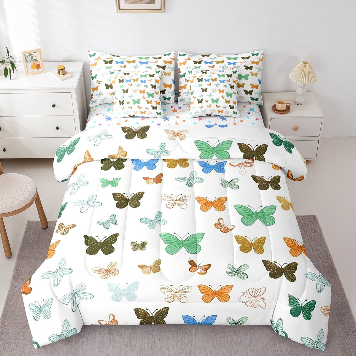 7 Piece Butterfly Full Bed in a Bag French Style Romantic Themed ...