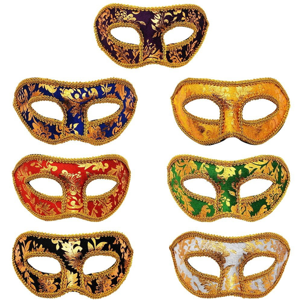7-Piece Carnival Masks, Colorful Vintage Venetian Half-Face Masks ...