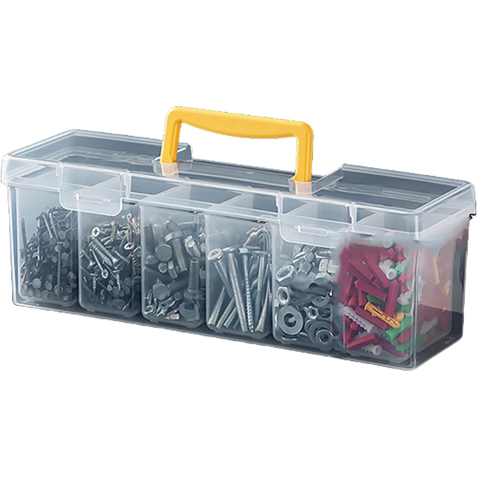7-Piece Clear Plastic Tool Organizer Set with Handle | 6 Small & 1 ...