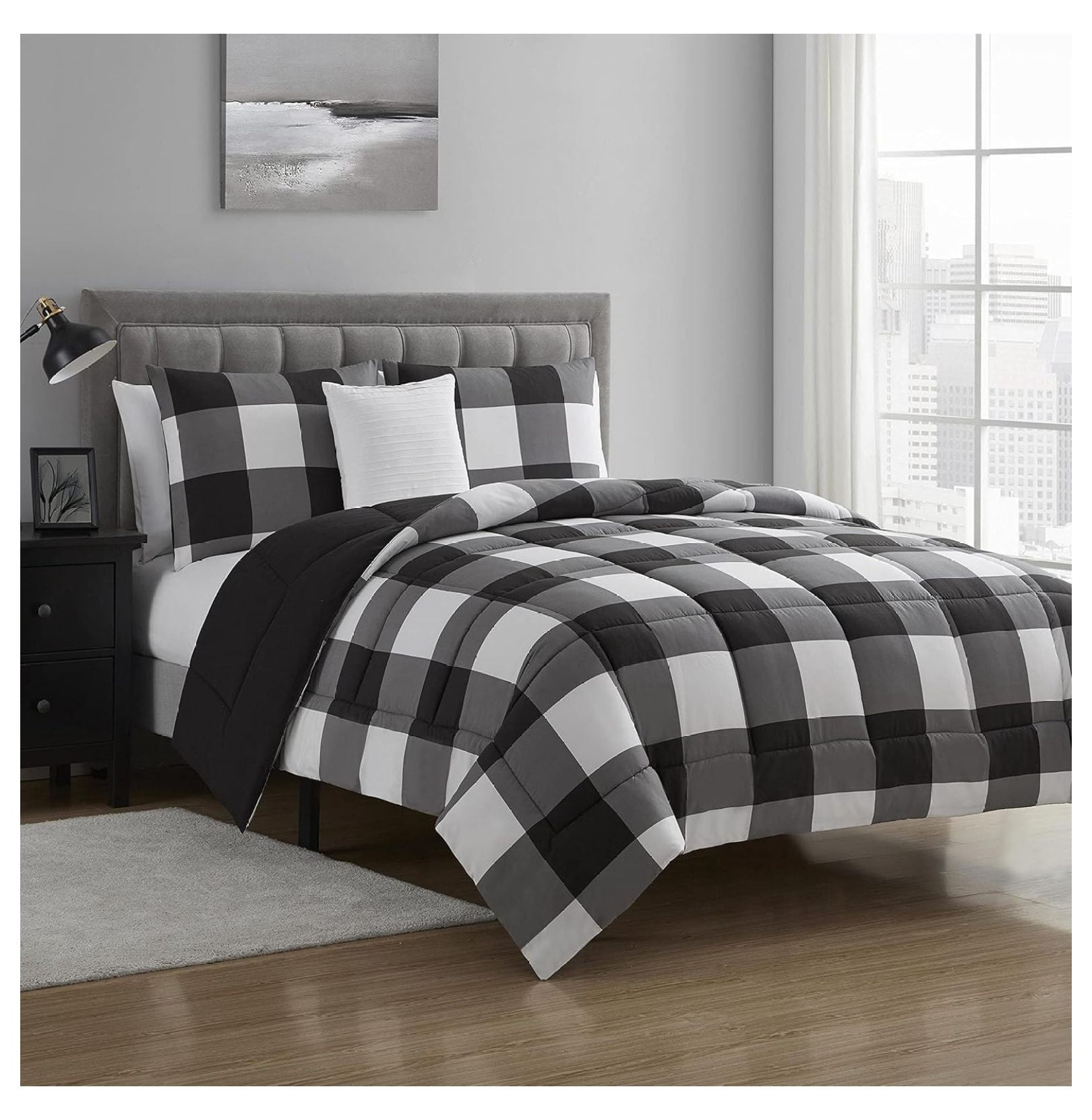 7 Piece Comforter Set Bag Solid Color All Season Soft Down Alternative ...