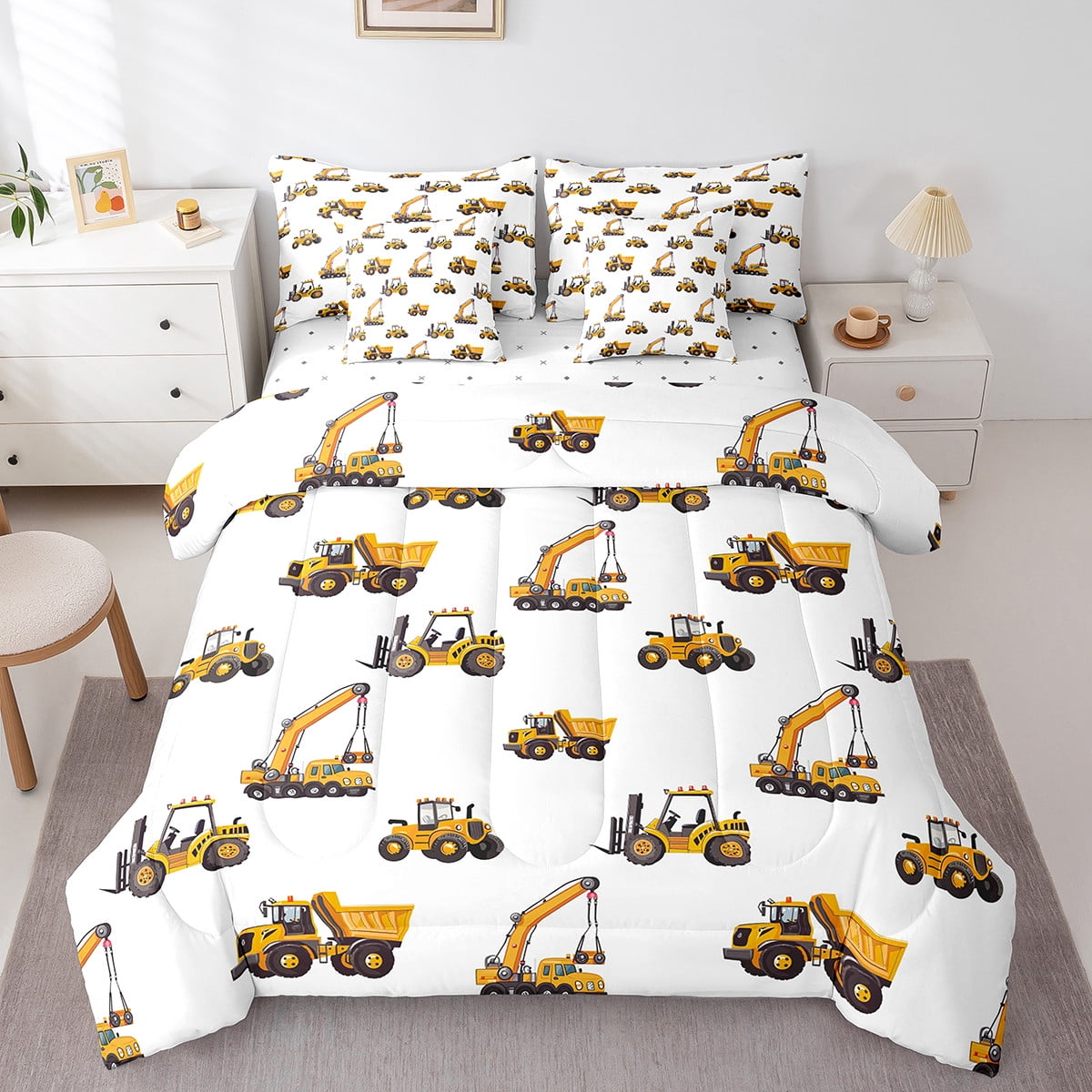 7 Piece Construction Comforter Set King Excavator Bed In A Bag Tractor ...