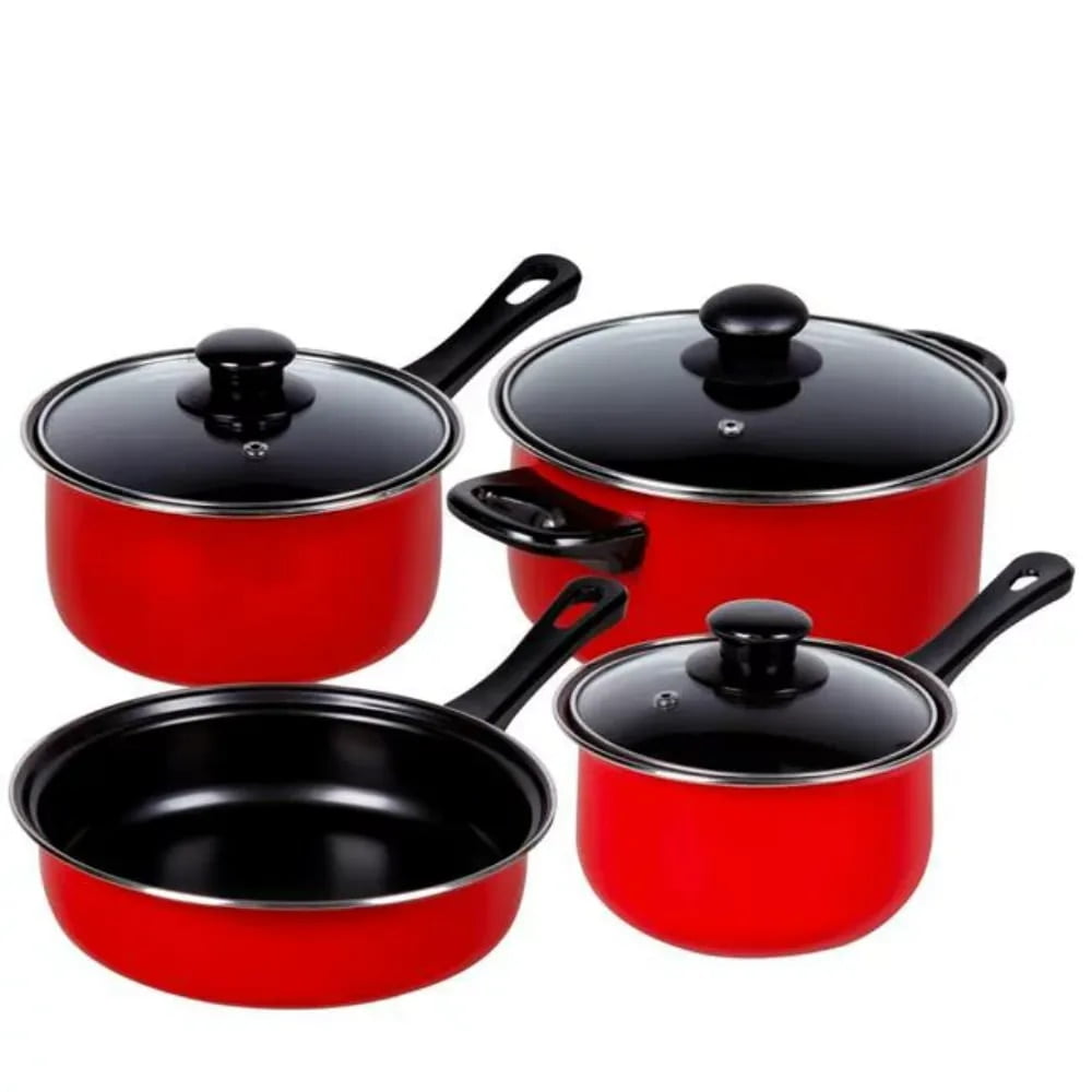 7-Piece Cookware Set, True Red Kitchen Utensils Pots, Pans and Utensils ...