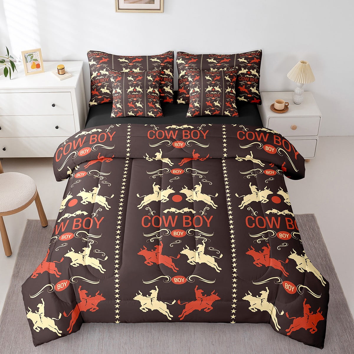 7 Piece Cool Cowboy Bed in a Bag Twin Size Western Farmhouse Bedding ...
