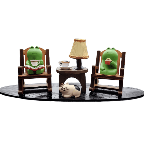 7-Piece Cute Frog Rocking Chair Set with Mini Figurines and Whimsical ...
