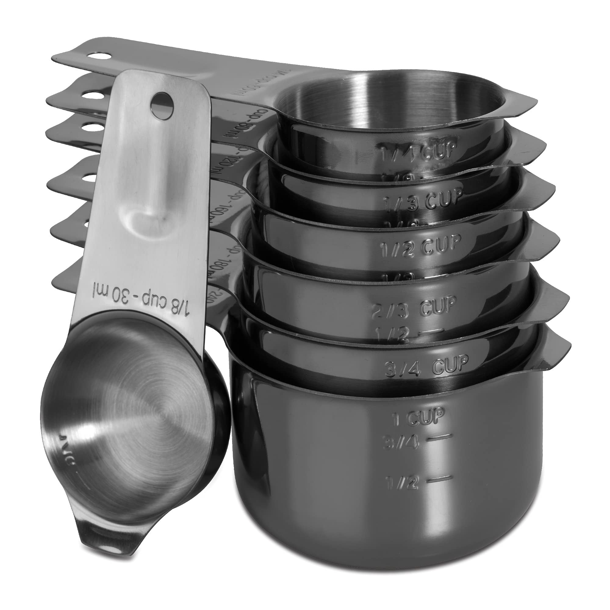 7 Piece Dark Gray 18/8 Stainless Steel Measuring Cups Set - Walmart.com