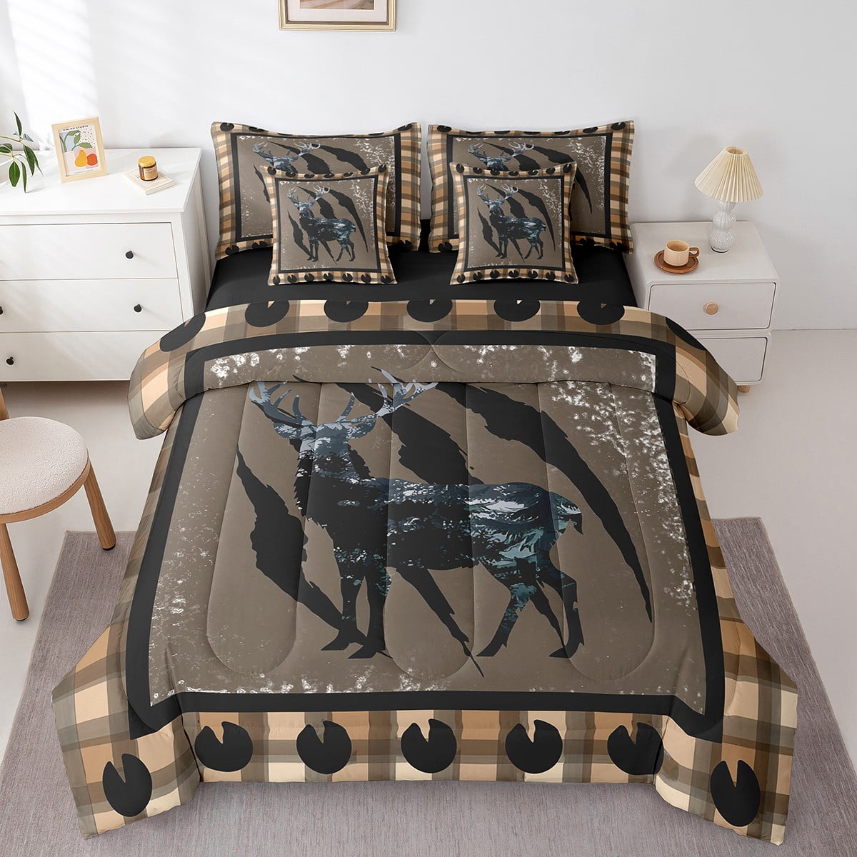 7 Piece Deer Bedding Sets Rustic Farmstyle Twin Bed in a Bag Deer ...