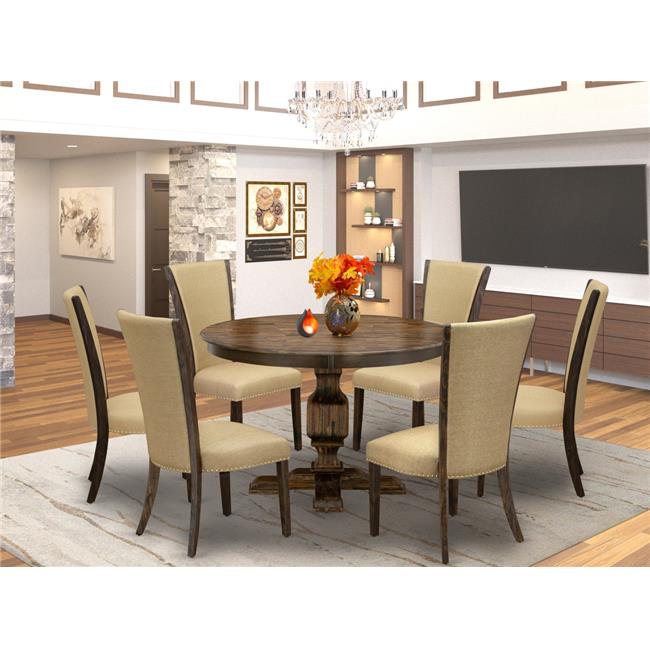 7 Piece Dinette Set - Brown & Distressed Jacobean - Walmart.com