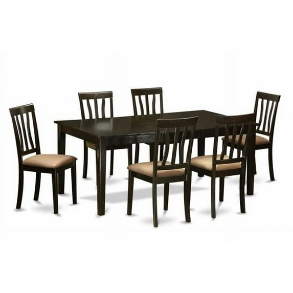 7 Piece Dining Set-Dining Table With Leaf and 6 Kitchen Chairs ...
