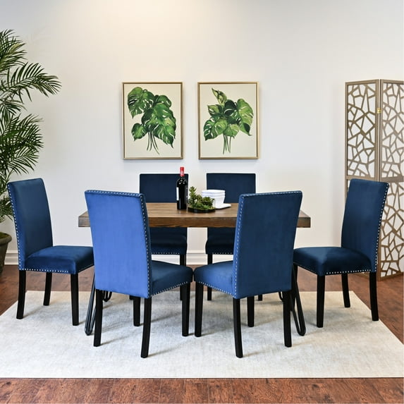 7-Piece Dining Set, Hairpin Table with 6 Chairs, 3 Color Variations ...