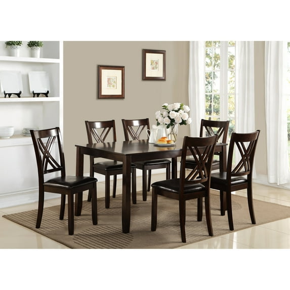 7-Piece Dining Set / Rectangular Table, Brown Color, Comfortable ...