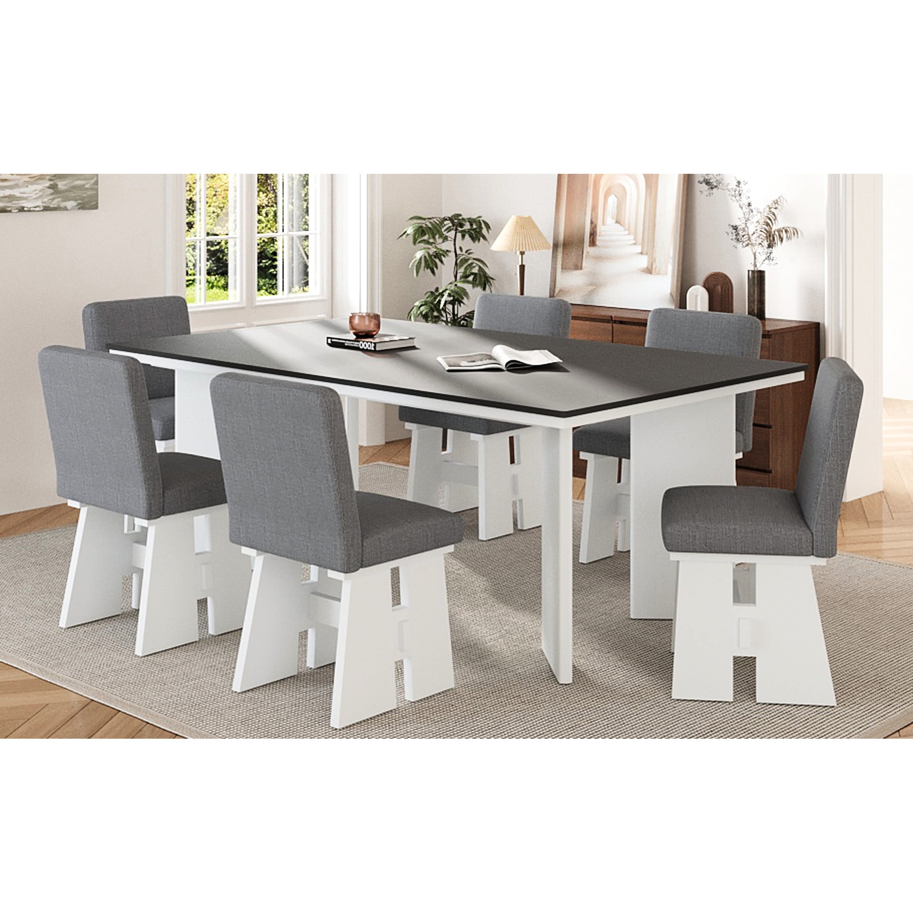 7-Piece Dining Set | Solid Wood Construction & Modern Design ...