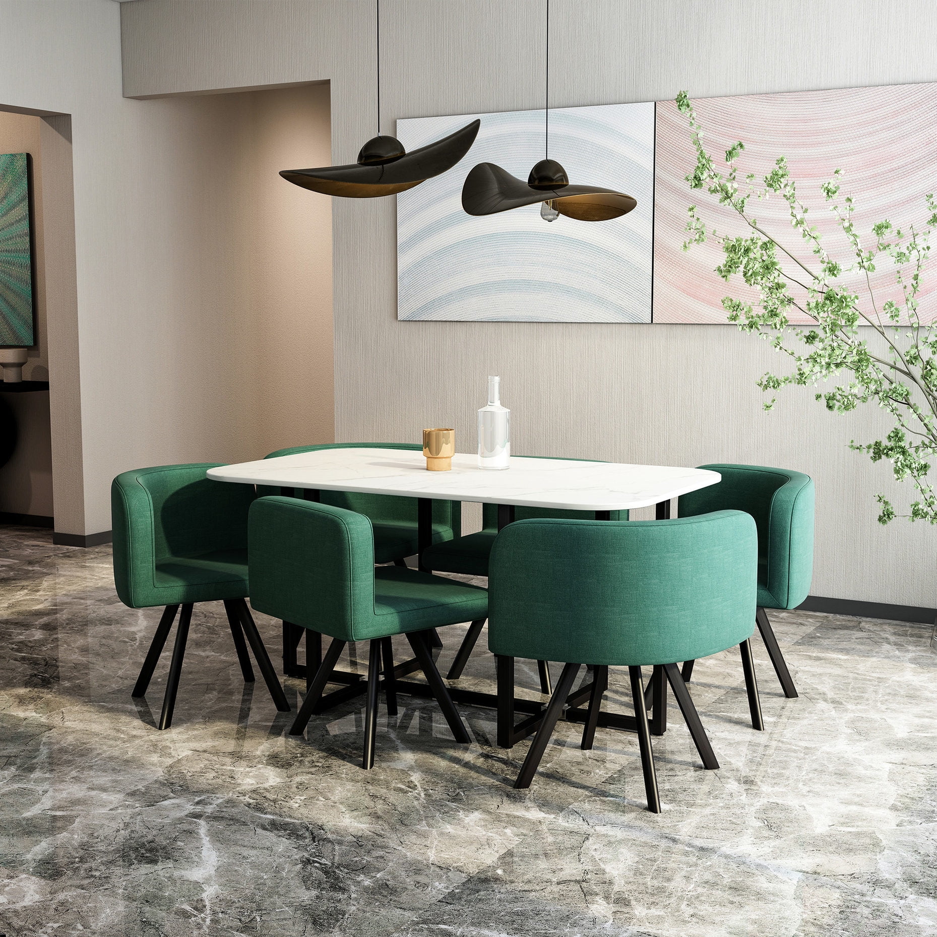 7-Piece Dining Set for Home Kitchen | Space-Conscious Design | Metal ...