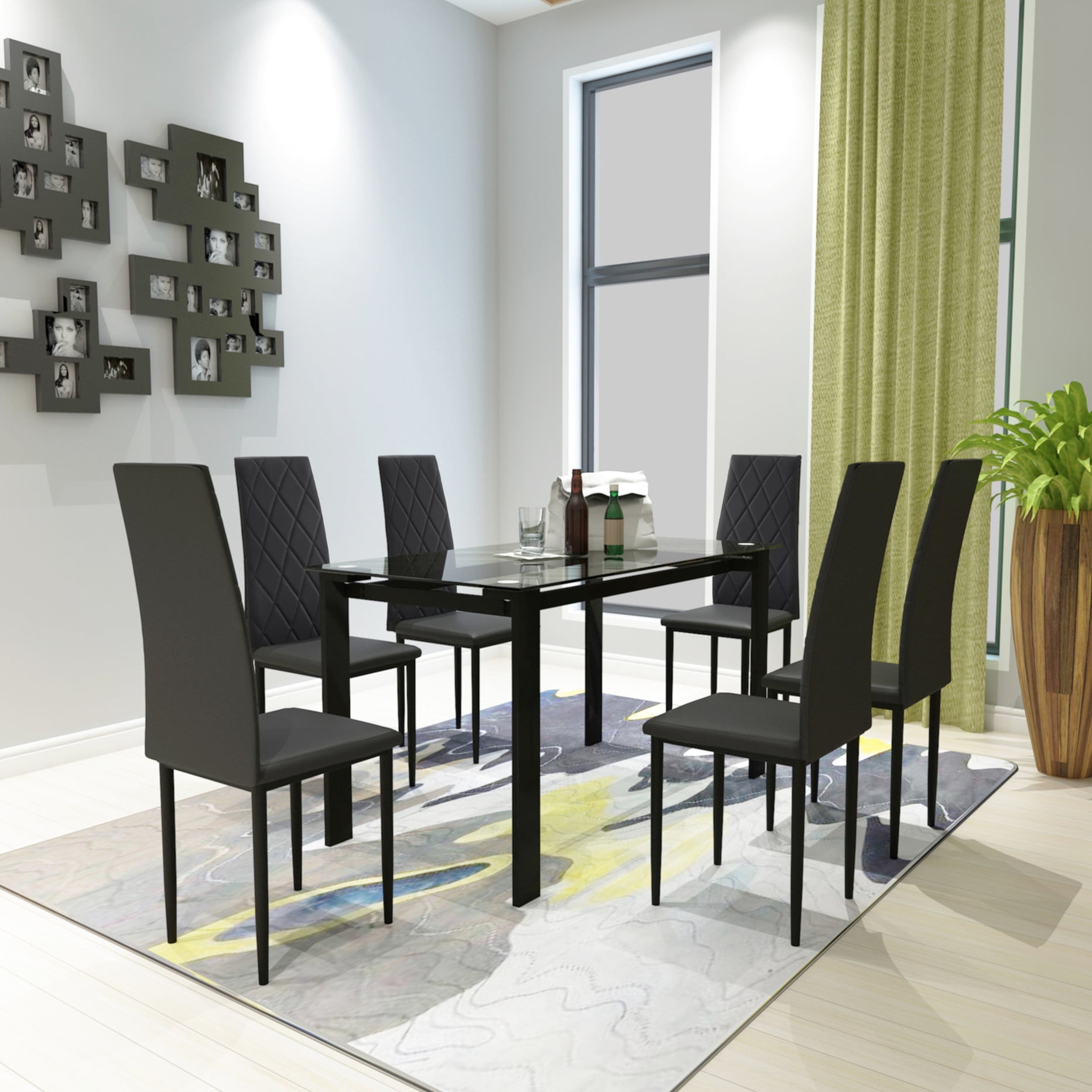 7-Piece Dining Set with Diamond Chairs+Stable Structure”-“Family ...