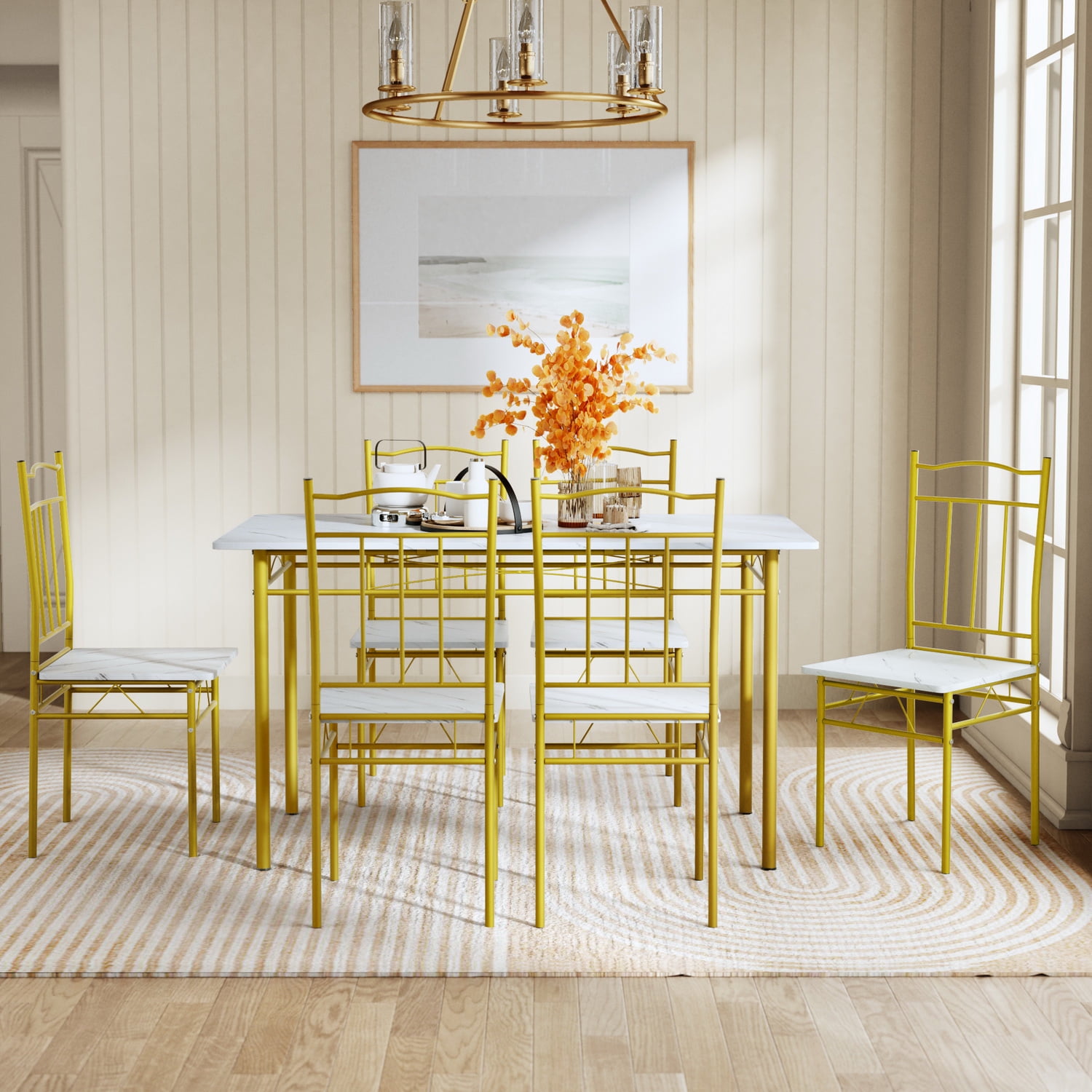 7 Piece Dining Table Set for 6,Dining Room Table Set for 6 Person ...