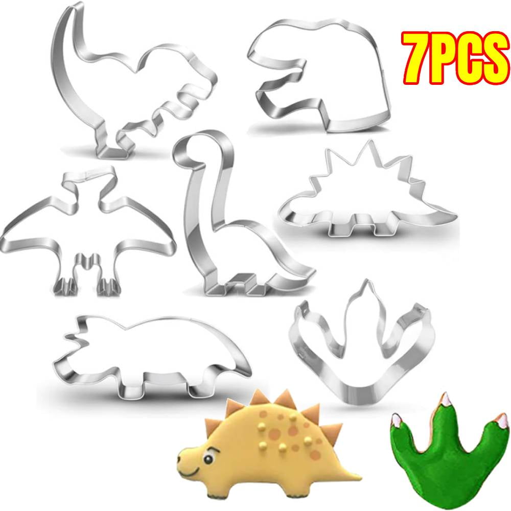 7 Piece Dinosaur Cookie Cutter Set--Footprint and Head, Tyrannosaurus(T ...
