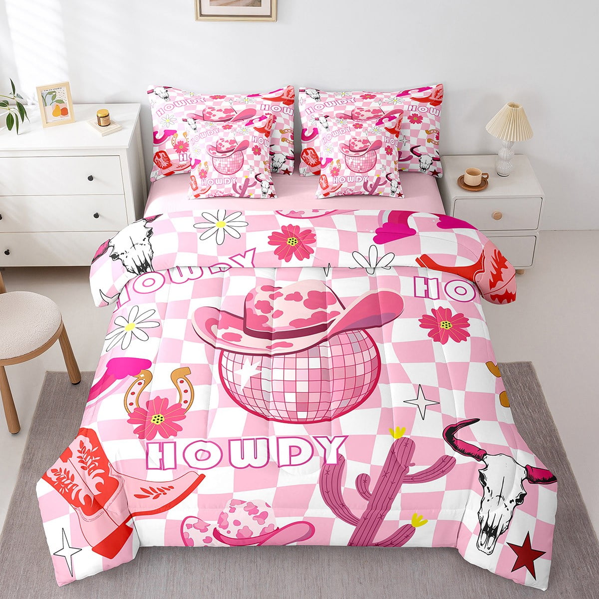 7 Piece Disco Cowgirl Bed in a Bag Full Size Western Cowboy Bedding ...