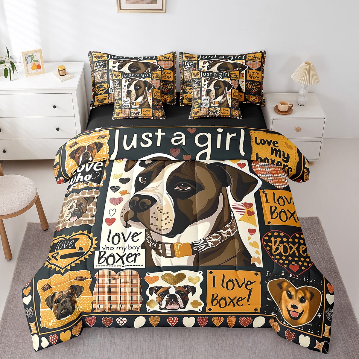 7 Piece Dog Print Bedding Sets Cute Bernese Mountain Dog Full Bed in a ...