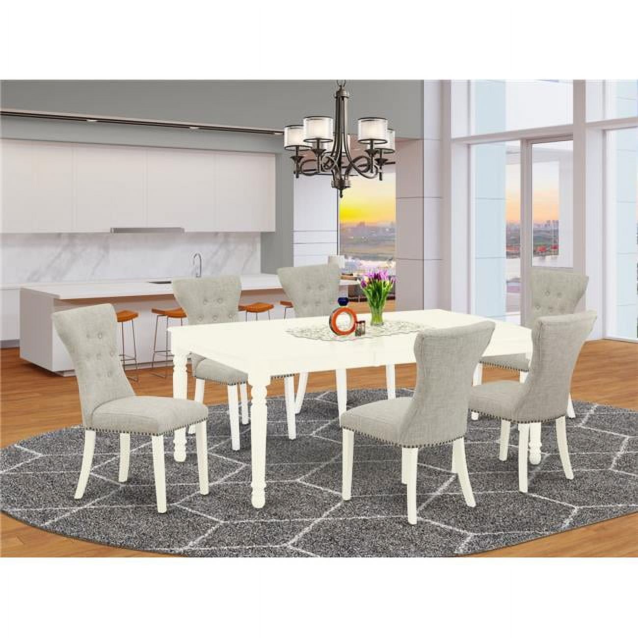 7 Piece Dover Kitchen Furniture Set - Linen White & Doeskin - Walmart.com