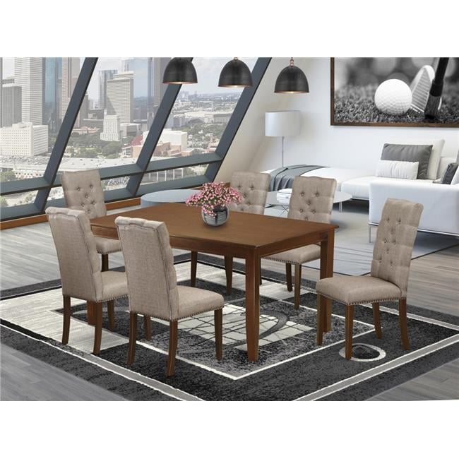 7 Piece Dudley Dining Room Table Set - Mahogany & Dark Khaki - Walmart.com