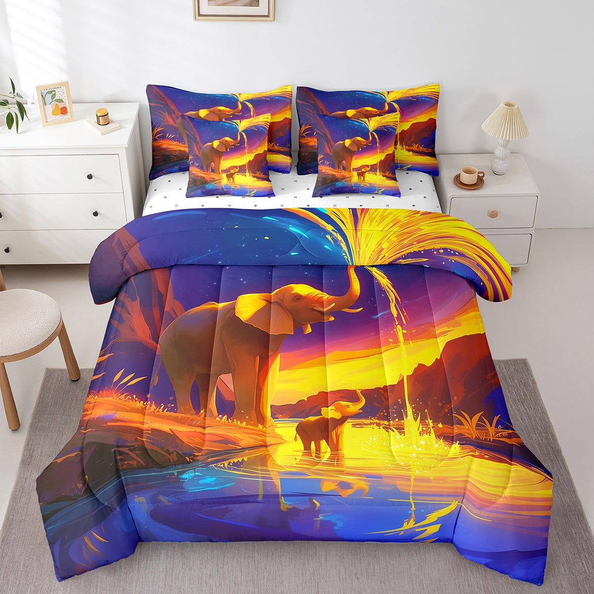 7 Piece Elephant Bedding Sets Full for Adult Women Western Rustic ...