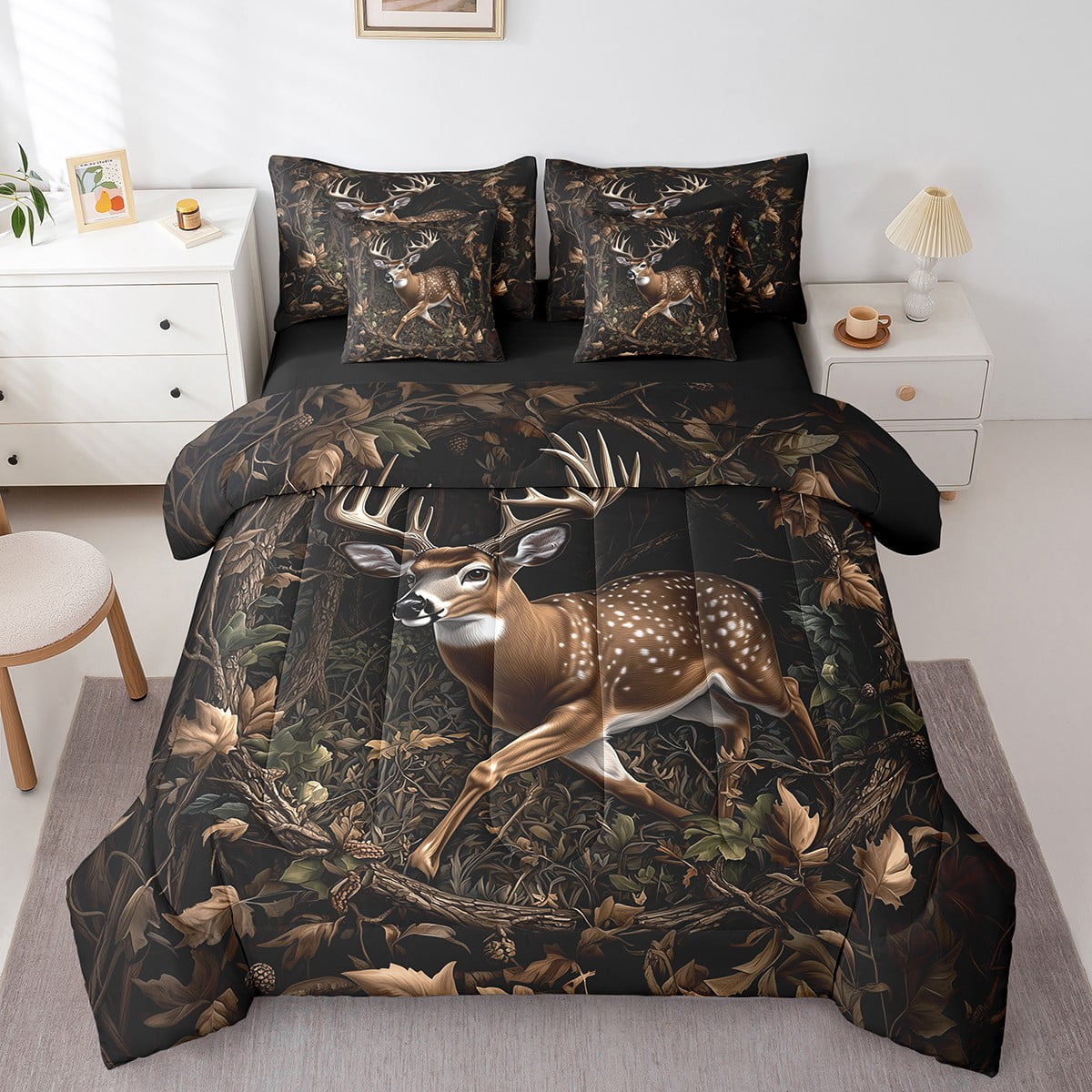 7 Piece Elk Deer Bed in a Bag Full Size Western Farmhouse Bedding Sets ...
