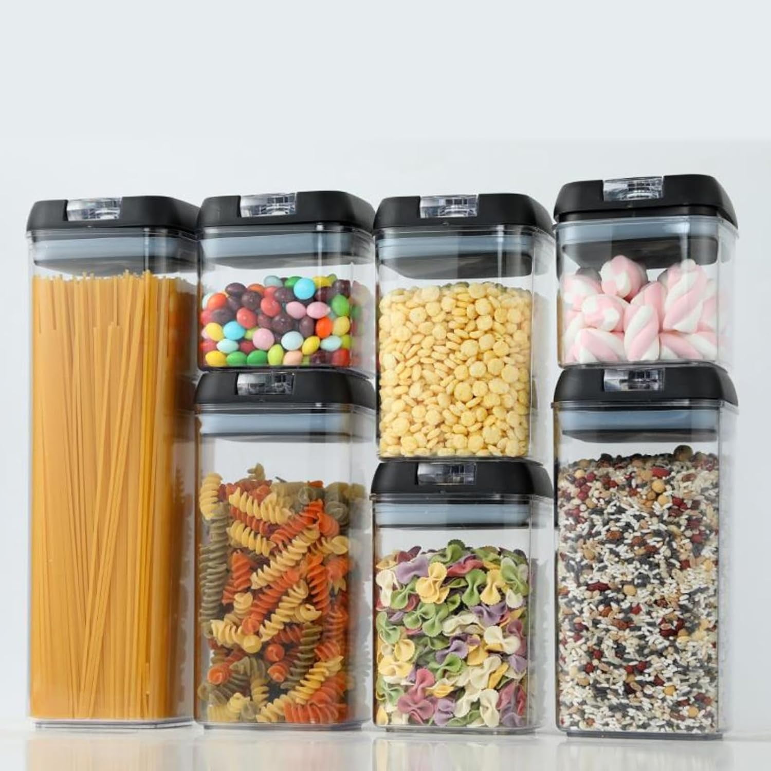 7 Piece Food Storage Container Set With Marking Pen, Sticker, Measuring ...