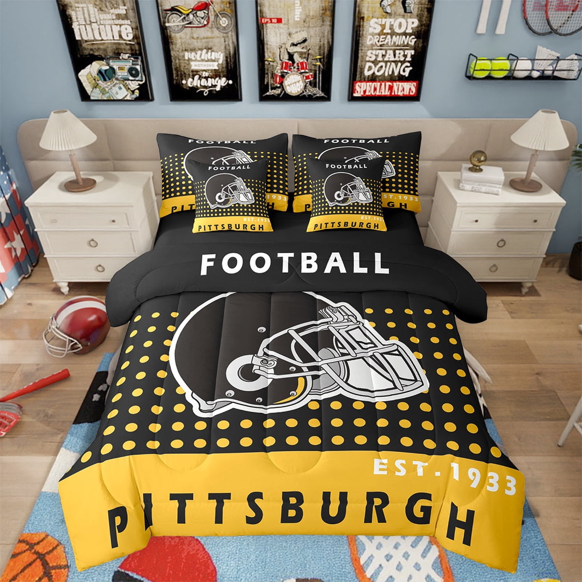 7 Piece Football Bedding Sets Football City Bed in a Bag American ...