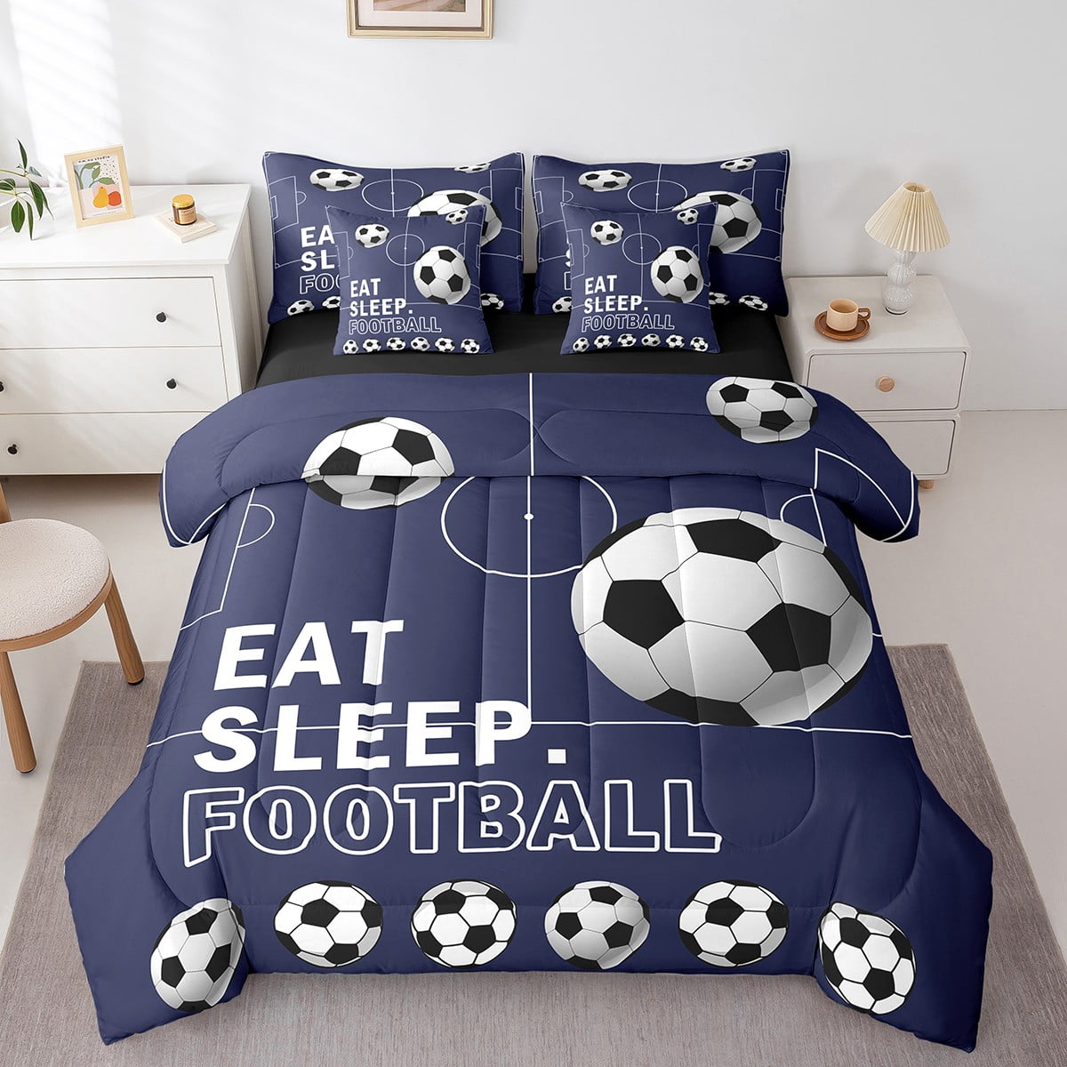 7 Piece Football Kids Bed in a Bag Sports Bedding Sets for Boys ...