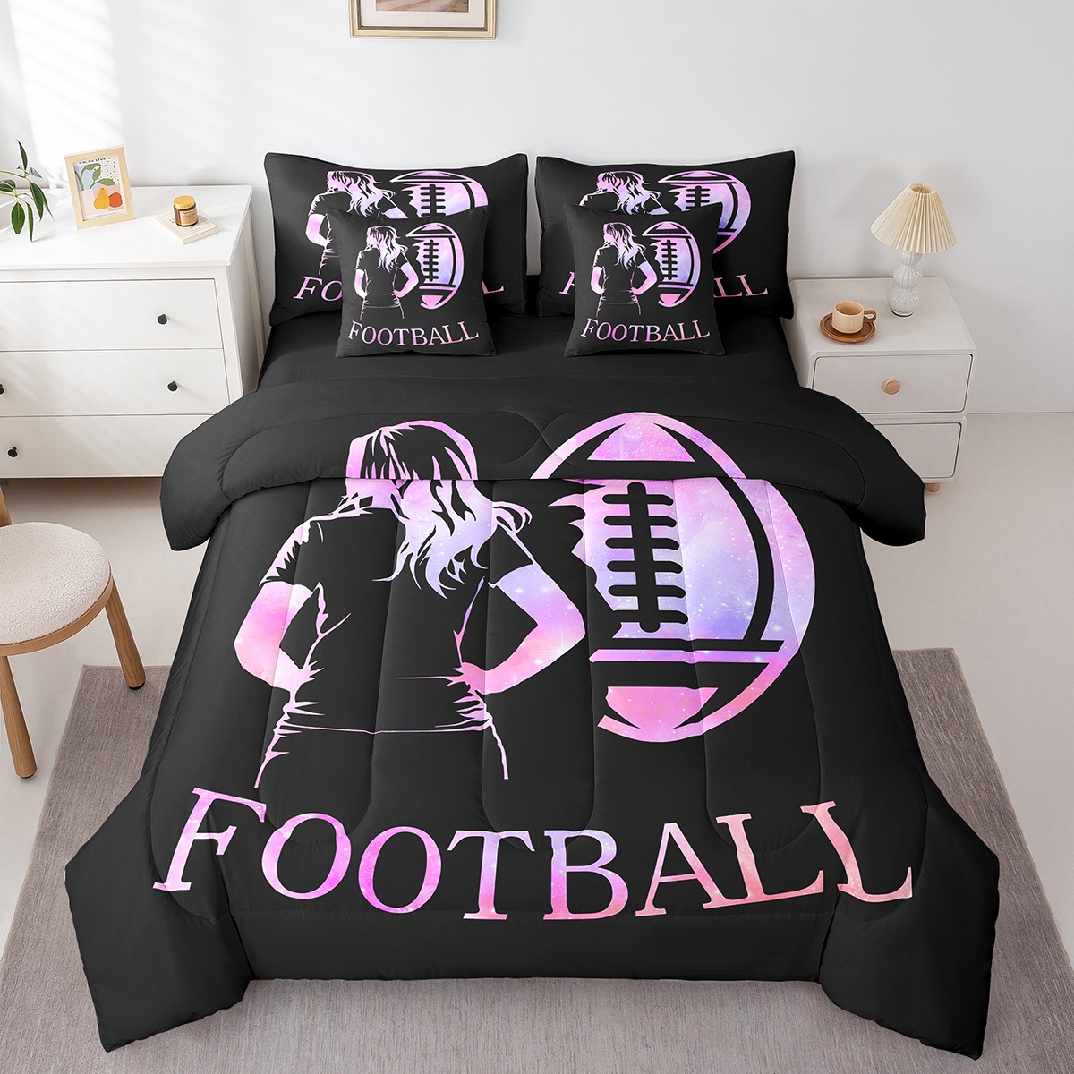 7 Piece Football Twin Bed in a Bag Sports Bedding Sets for Boys ...