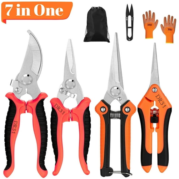 DR31 7-Piece Garden Tools Set, Pruning Shears, Snips, Saw, Gloves ...