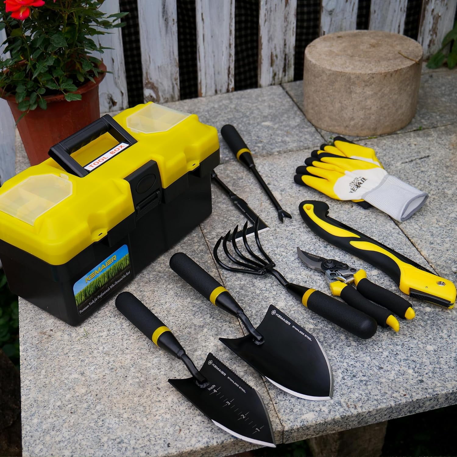 7 - Piece Gardening Tools Set, Stainless Steel Gardening Tools, Heavy ...