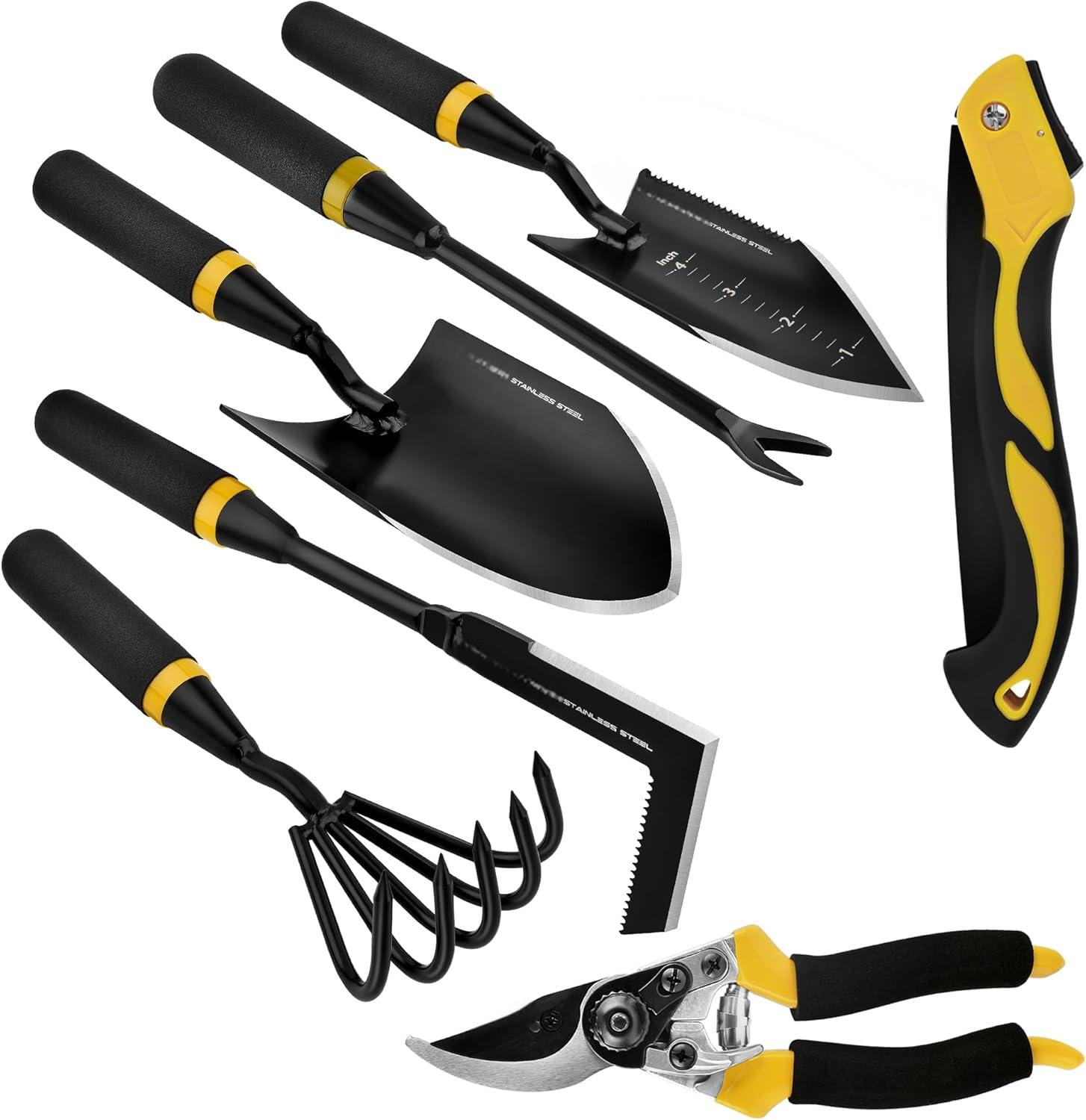 7 - Piece Gardening Tools Set, Stainless Steel Gardening Tools, Heavy ...