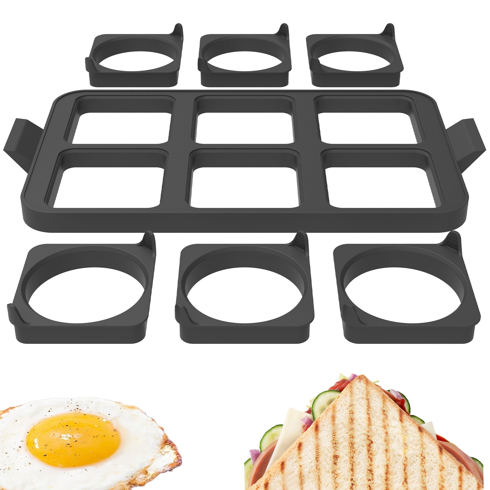7-Piece Griddle Egg Ring Tray - Non-Stick Food-Grade Silicone ...