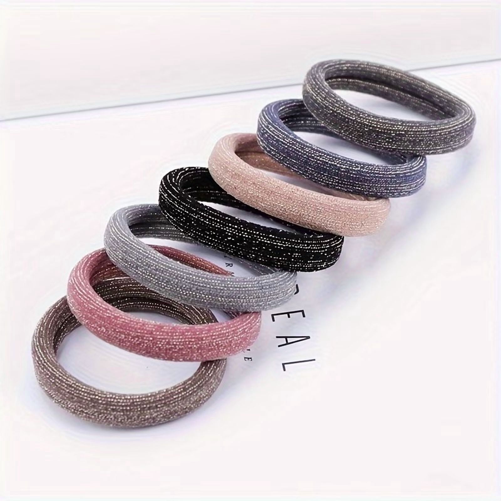 7-Piece High Elasticity Glossy Solid Color Hair Ties for Women ...