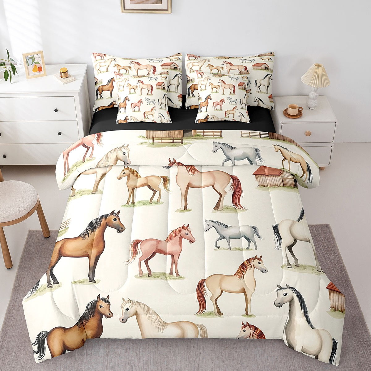 7 Piece Horse King Size Horse Bed in a Bag Rustic Farmhouse Themed ...