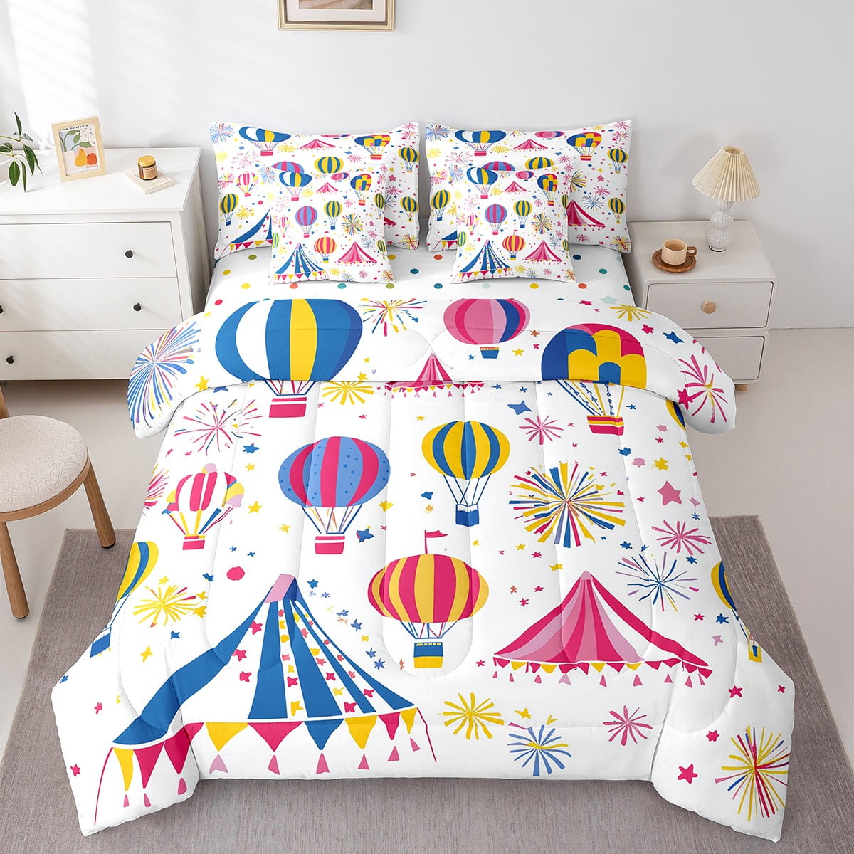 7 Piece Hot Air Balloom Bed in a Bag Twin Colorful Carousel Print ...