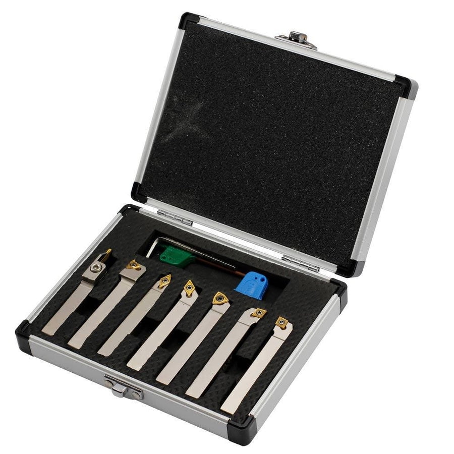 Indexable Lathe Tool Set 7 Piece 3/8 Inch Shank for Turning Parting ...