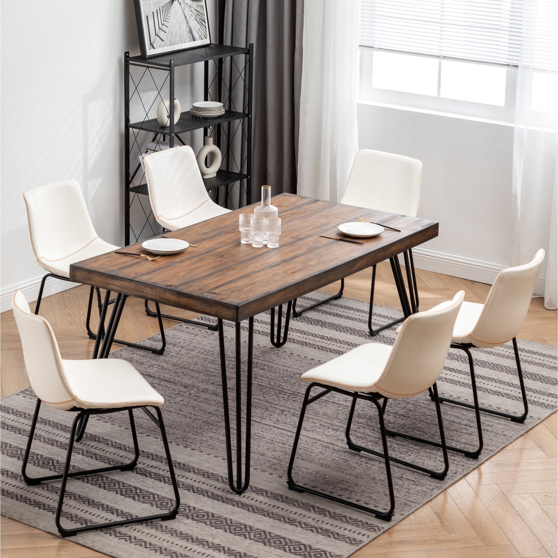 7-Piece Industrial Dining Collection | Dining Room Decor, Stain ...