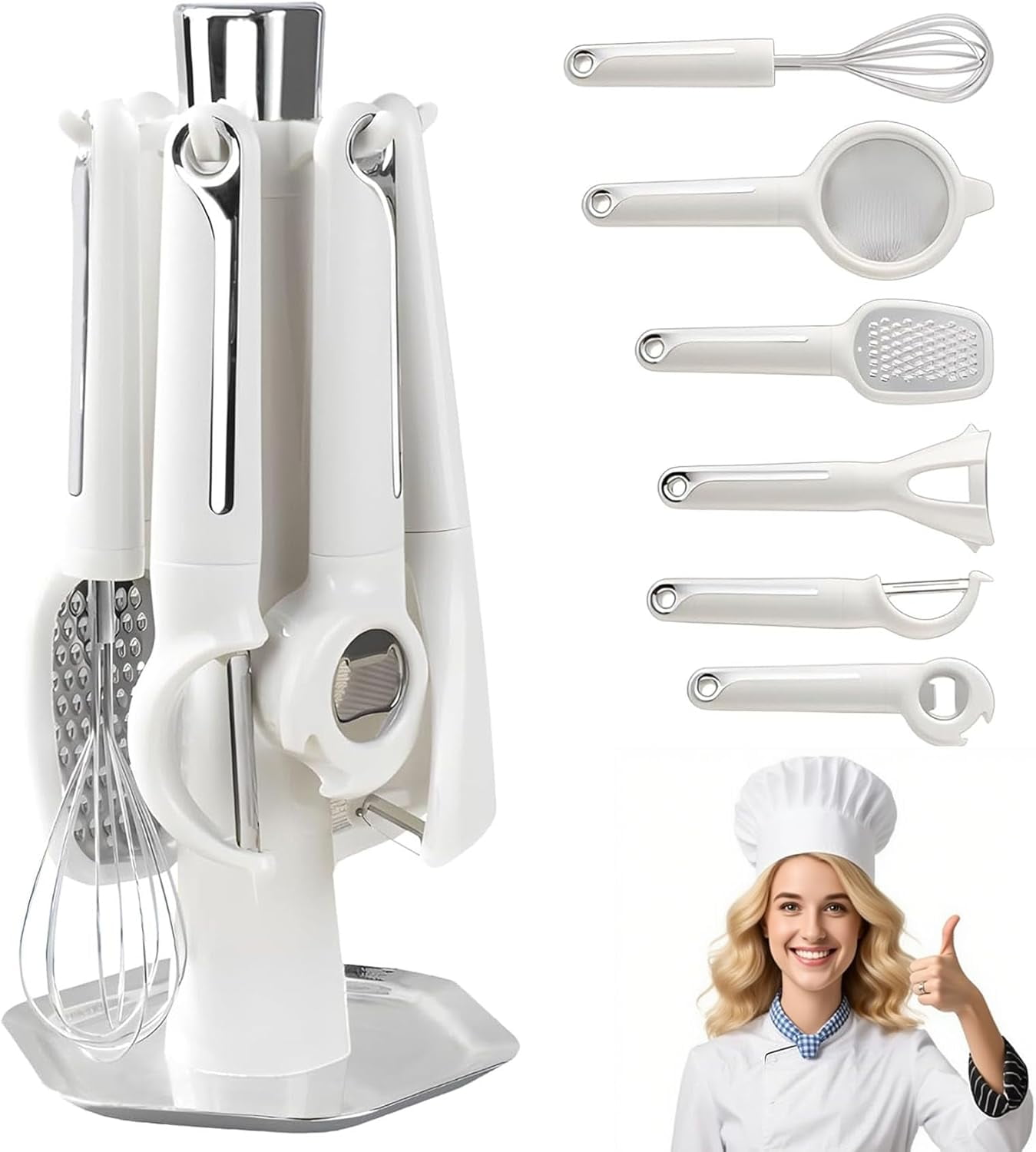 7-Piece Kitchen Gadget Set, Stainless Steel Cooking Utensils Set, Non ...