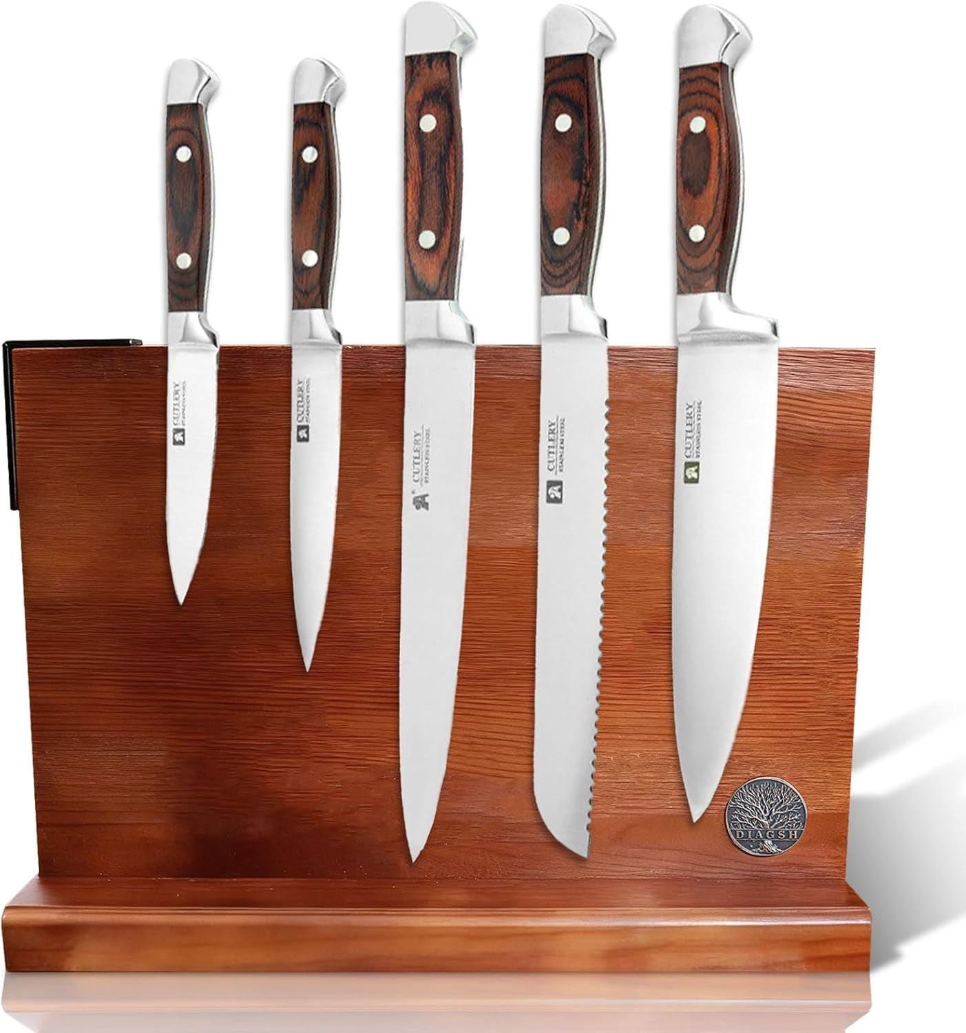 7-Piece Kitchen Knife Set with Magnetic Block - High Carbon Stainless ...