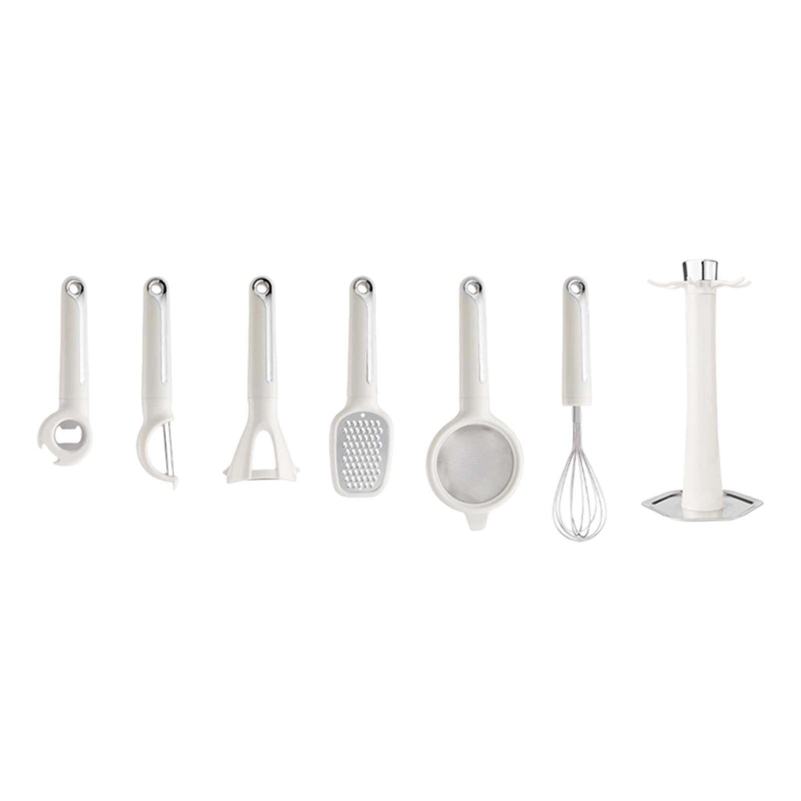 7 Piece Kitchen Utensil Set with Rotating Storage Stand Complete ...