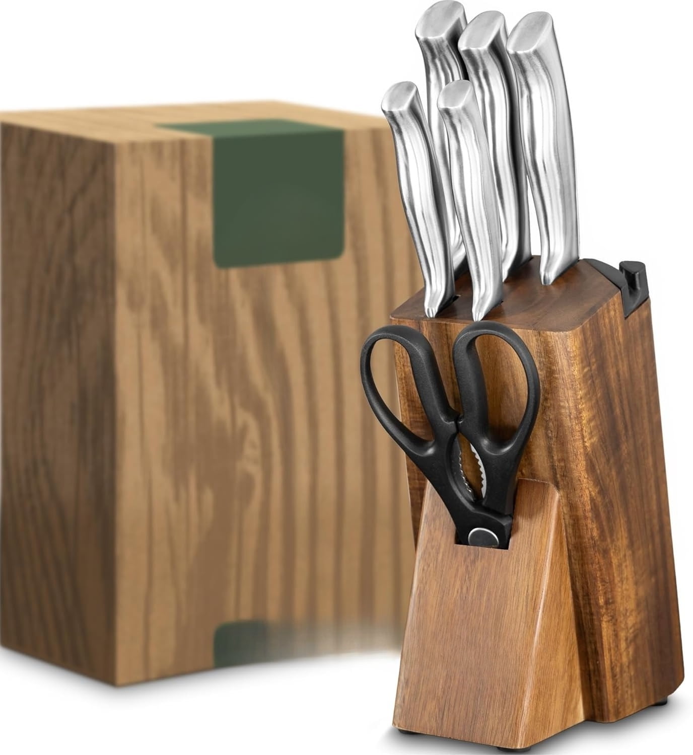 7-Piece Knife Block Set – Kitchen Knives + Integrated Sharpener, Space ...