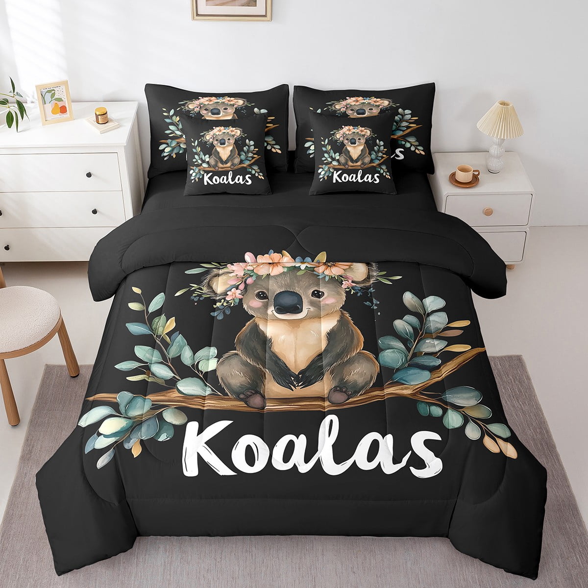 7 Piece Koala Queen Bed in a Bag Cute Animal Koala Bedding Sets, 3D ...