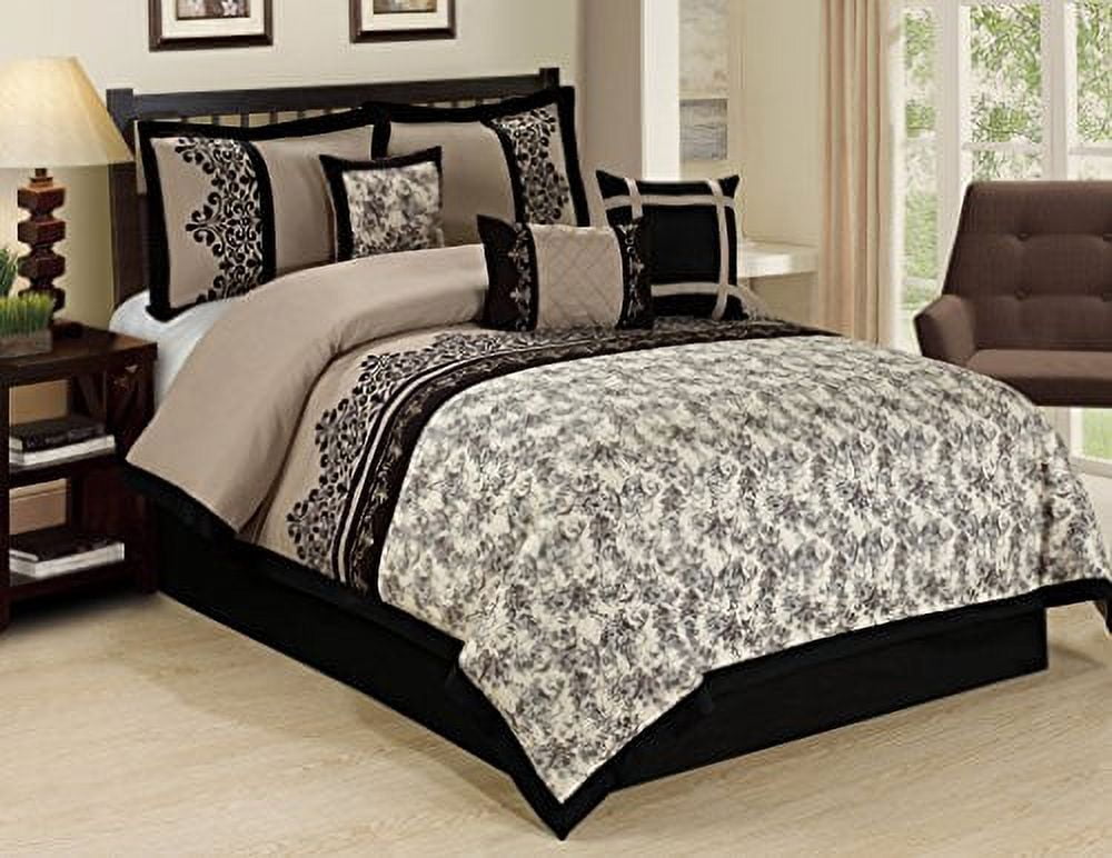 7 Piece LUPE crowded flower print Clearance bedding Comforter Set Fade ...