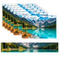 7 Piece Linen Table Runner and Placemats Set, Alpine Lake Reflection ...