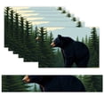 7 Piece Linen Table Runner and Placemats Set, Black Bear Wilderness ...