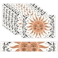 7 Piece Linen Table Runner and Placemats Set, Boho Sun With Floral ...