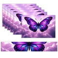7 Piece Linen Table Runner and Placemats Set, Butterfly Purple Sky ...